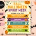 Halloween School Spirit Week Flyer: Editable Itinerary Template ...