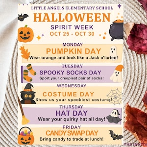 Editable Halloween Spirit Week Flyer: School Events Itinerary (canva ...