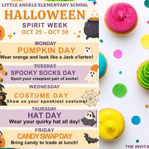 Editable Halloween Spirit Week Flyer: School Events Itinerary (canva ...