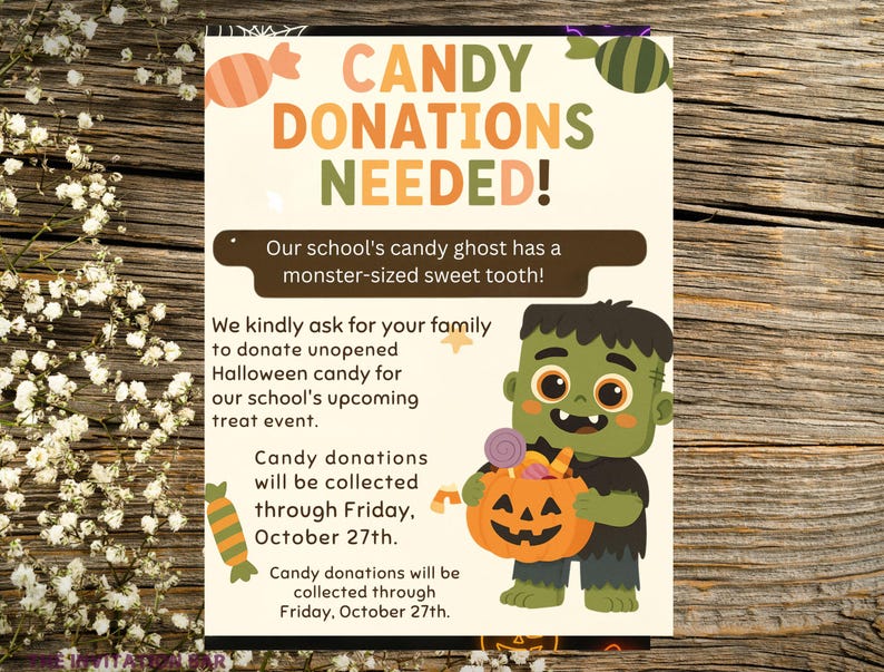 Editable Candy Donation Flyer Template for Trunk or Treat Halloween ...