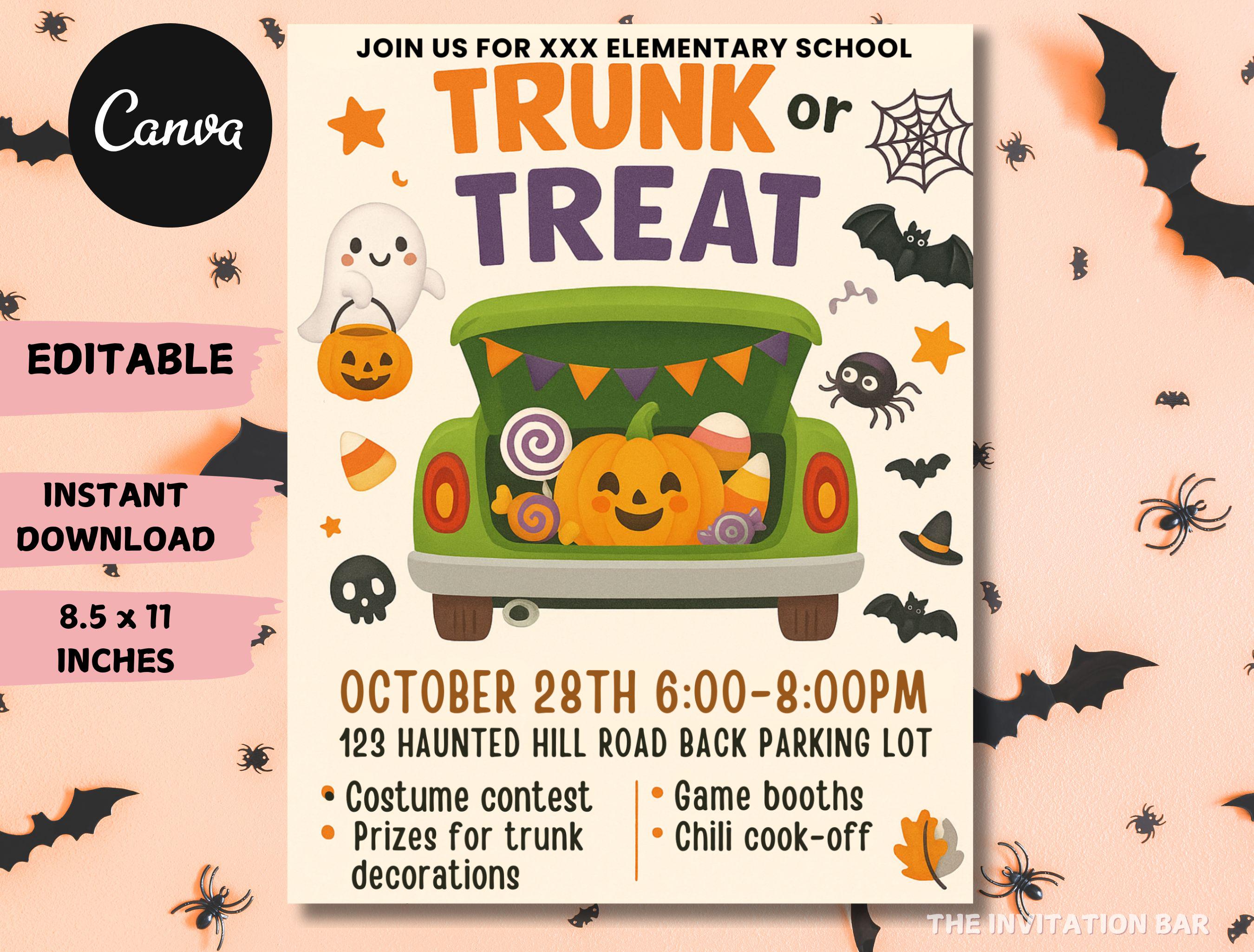 Halloween Trunk or Treat Invitation: Editable Flyer Poster (digital ...
