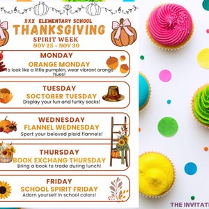 Thanksgiving School Spirit Week Flyer: Editable PTA/PTO Itinerary ...