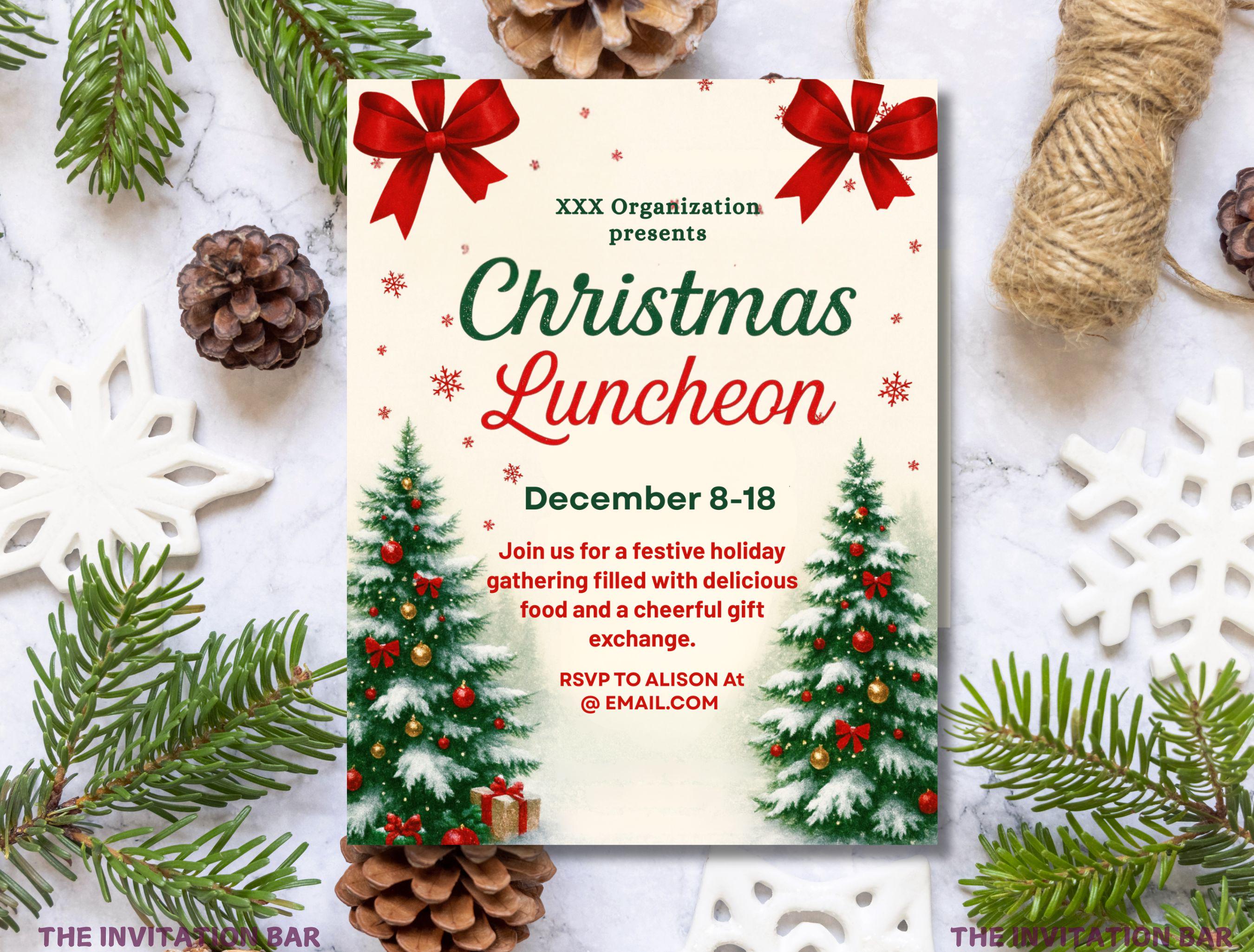 Christmas Luncheon Invitation, Holiday Party Flyer (canva Template) - Etsy