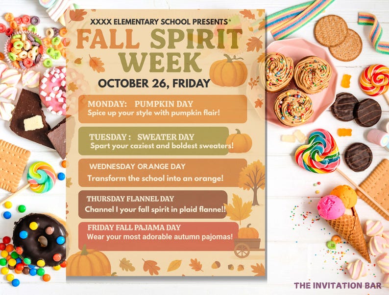 Editable Fall School Spirit Week Flyer Template (digital Download) - Etsy