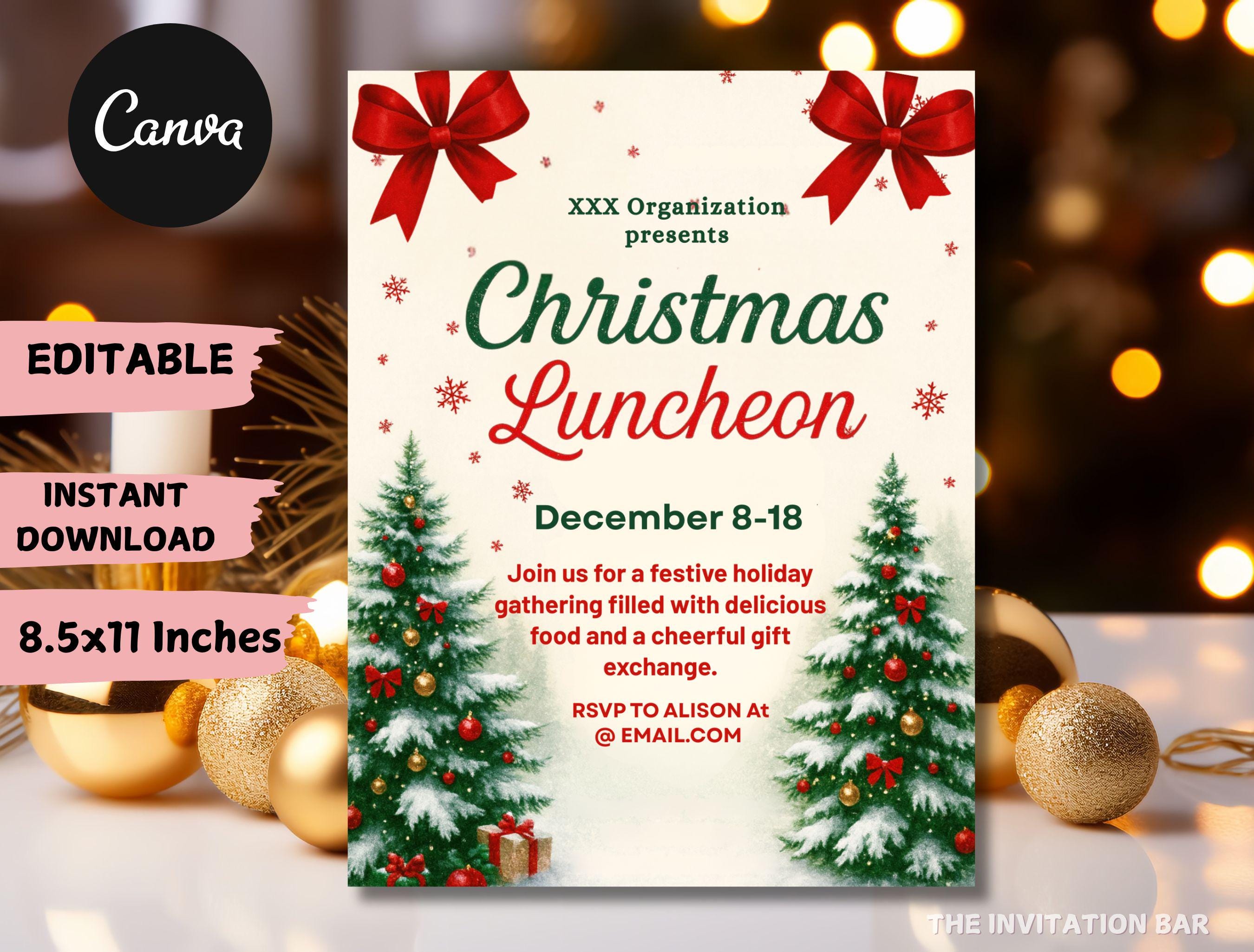 Christmas Luncheon Invitation, Holiday Party Flyer (canva Template) - Etsy