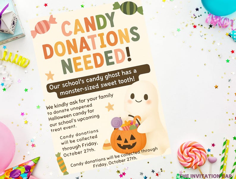 Editable Candy Donation Flyer Template for Trunk or Treat Halloween ...