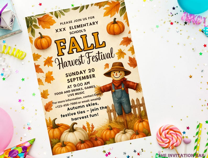 Editable Fall Festival Invitation Template: Harvest Party Flyer (8.5x11 ...