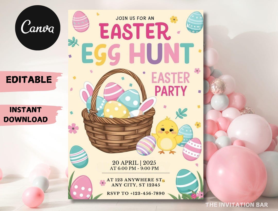 Easter Egg Hunt Invitation, Easter Bunny Invitation, Easter Party ...