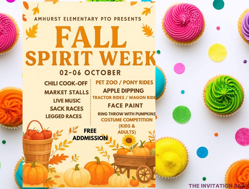 Editable Fall Spirit Week Flyer Template: School Event Schedule ...