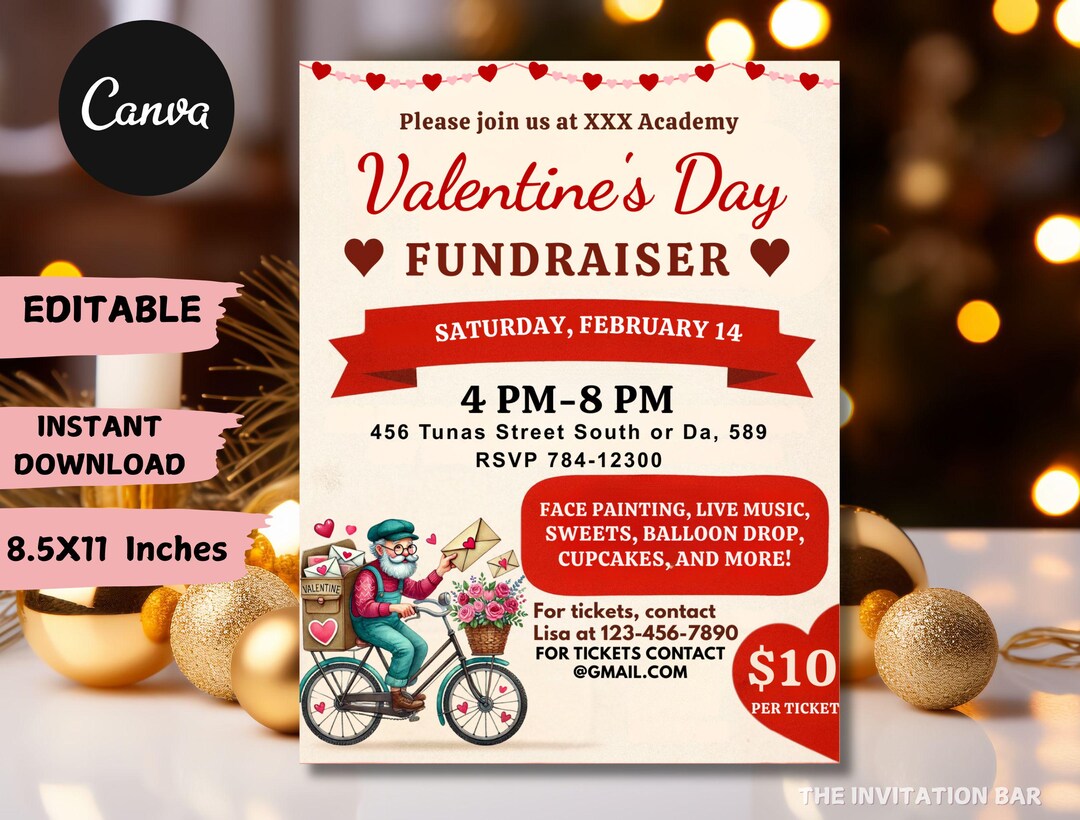 Editable Valentine's Day Fundraiser Flyer: School Party Template ...