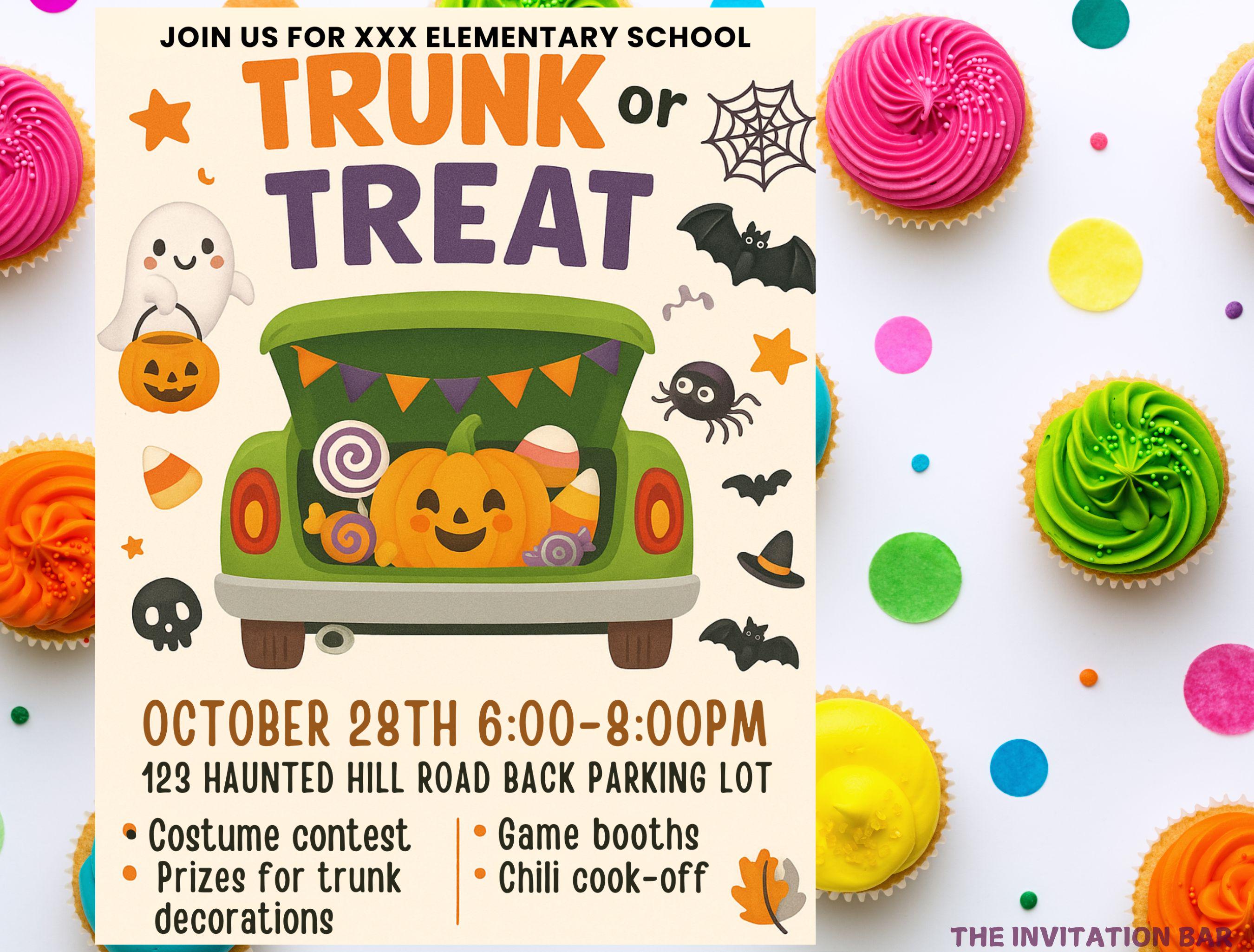 Halloween Trunk or Treat Invitation: Editable Flyer Poster (digital ...