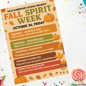 Editable Fall School Spirit Week Flyer Template (digital Download) - Etsy