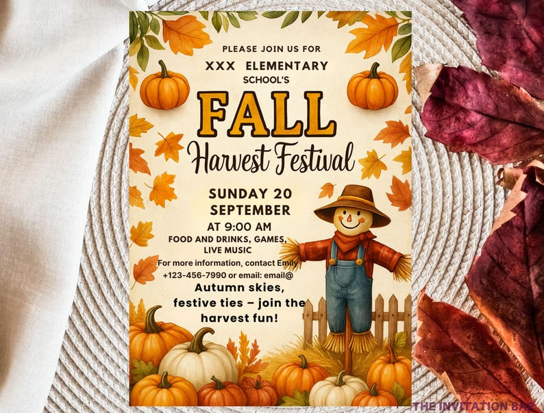 Editable Fall Festival Invitation Template: Harvest Party Flyer (8.5x11 ...