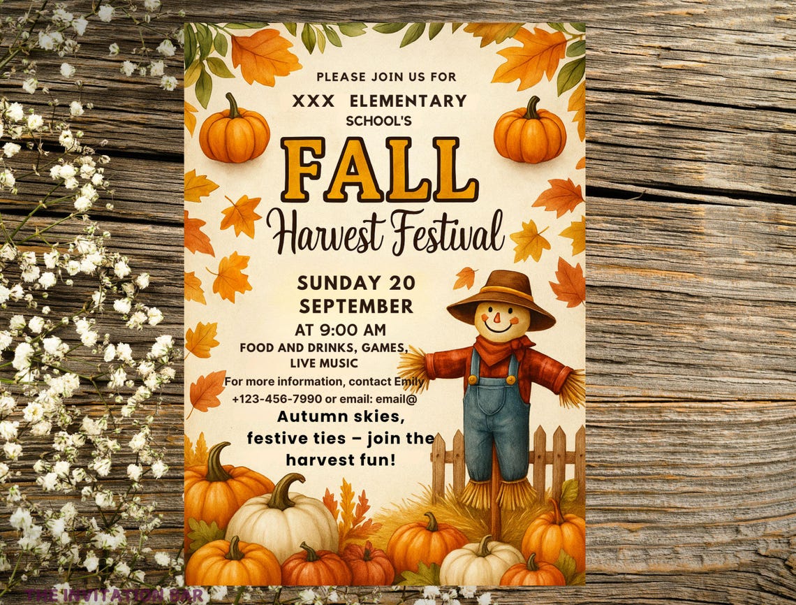 Editable Fall Festival Invitation Template: Harvest Party Flyer (8.5x11 ...