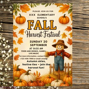 Editable Fall Festival Invitation Template: Harvest Party Flyer (8.5x11 ...