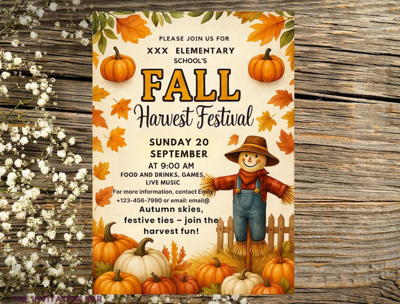 Editable Fall Festival Invitation Template: Harvest Party Flyer (8.5x11 ...