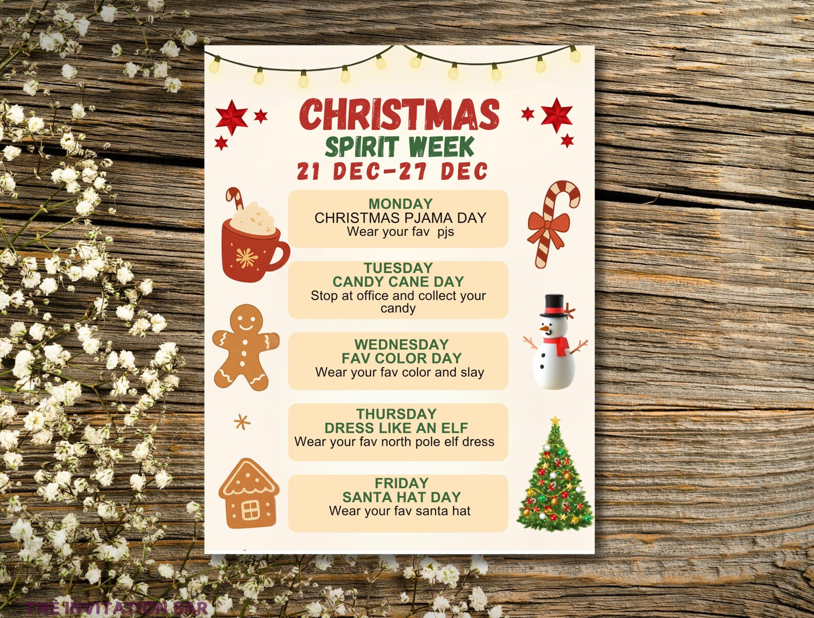 Christmas Spirit Week Flyer: Editable School Event Itinerary (digital ...