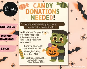 Editable Candy Donation Flyer Template for Trunk or Treat Halloween ...
