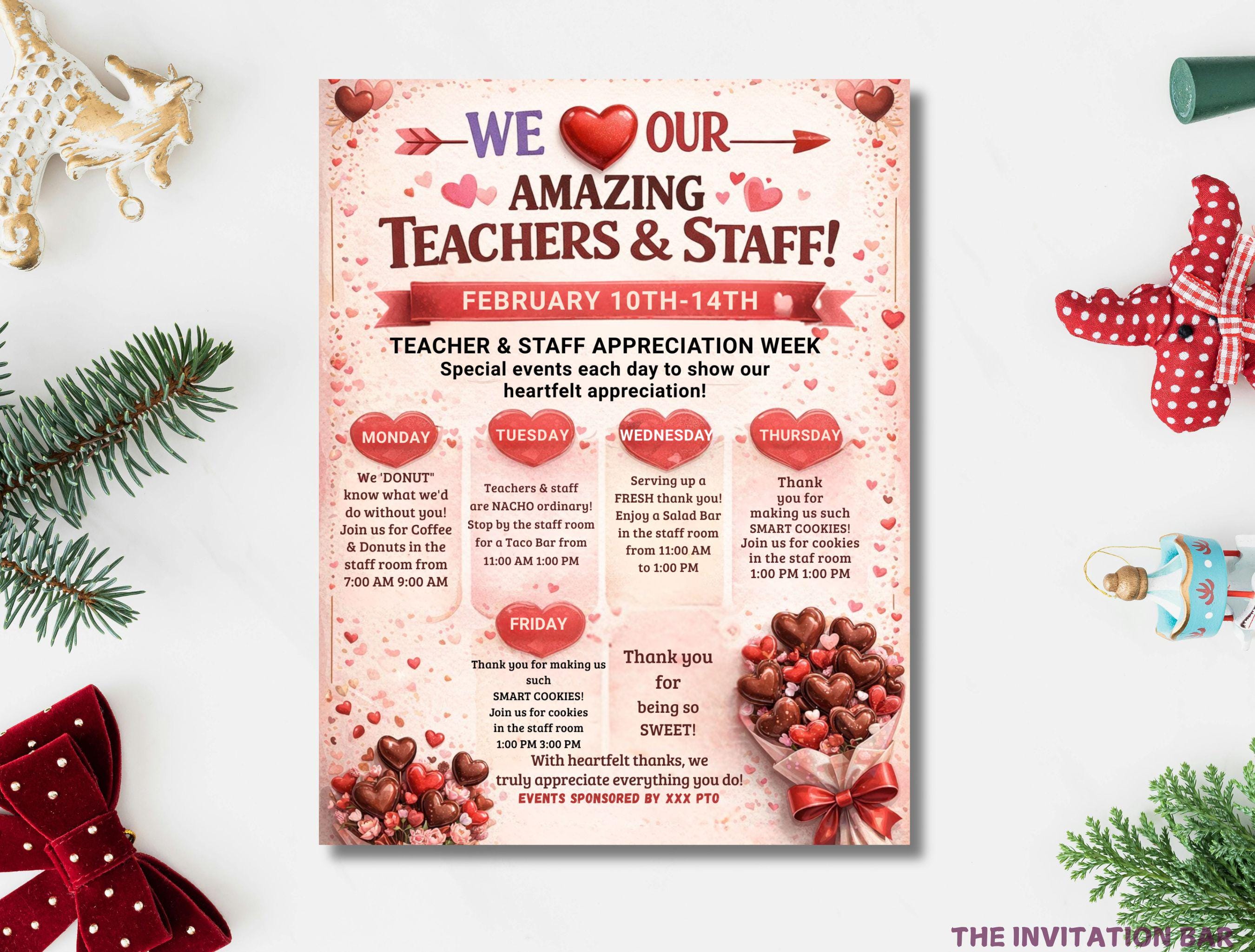 Valentines Day Spirit Week Flyer Editable | School Spirit Week Schedule ...