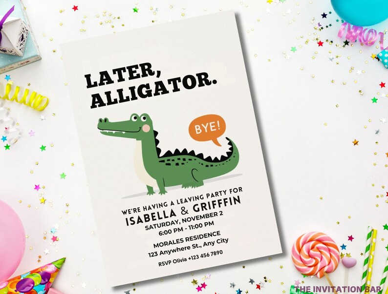 Editable Moving Party Invitation, Later Alligator, Digital Going Away ...