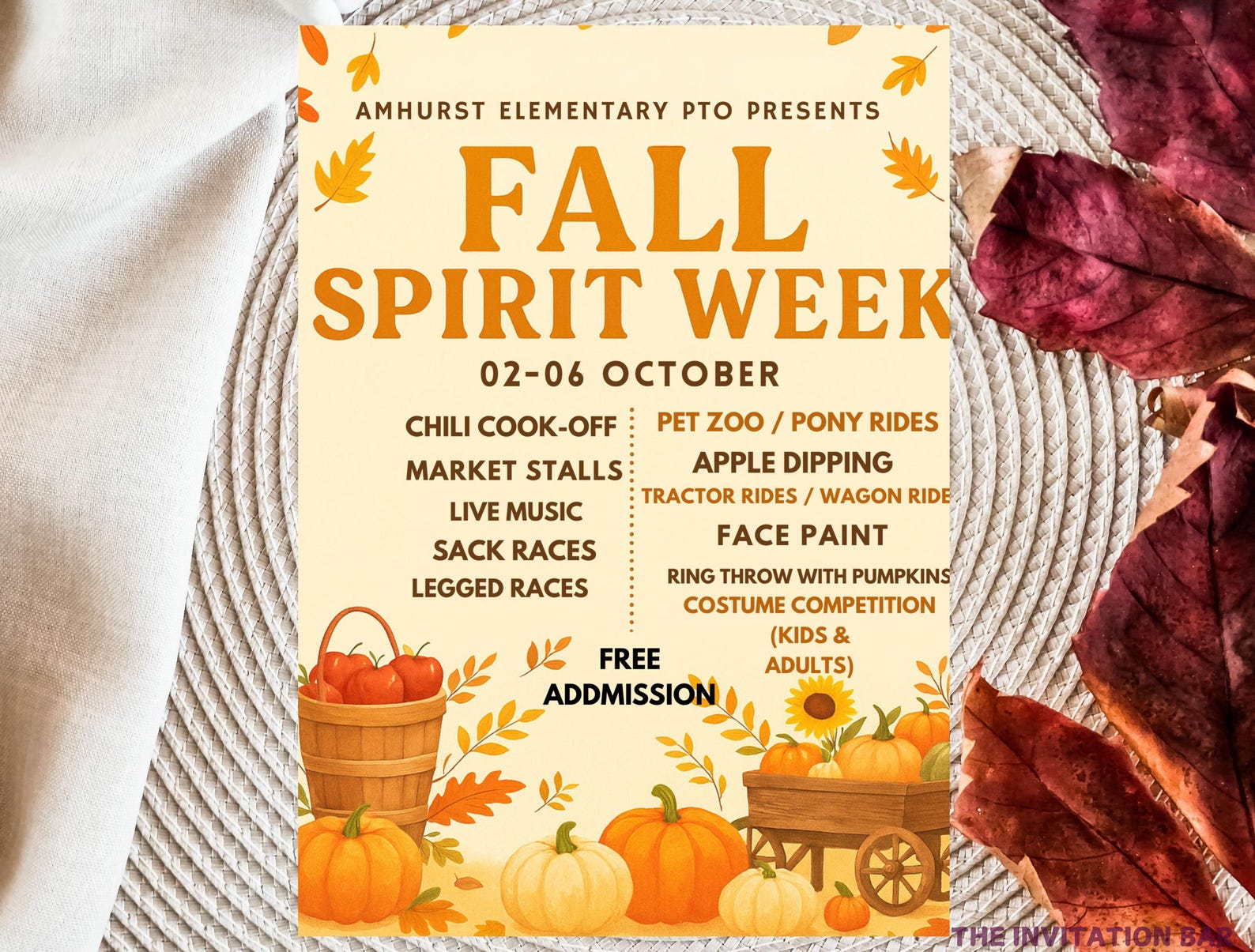 Editable Fall Spirit Week Flyer Template: School Event Schedule ...