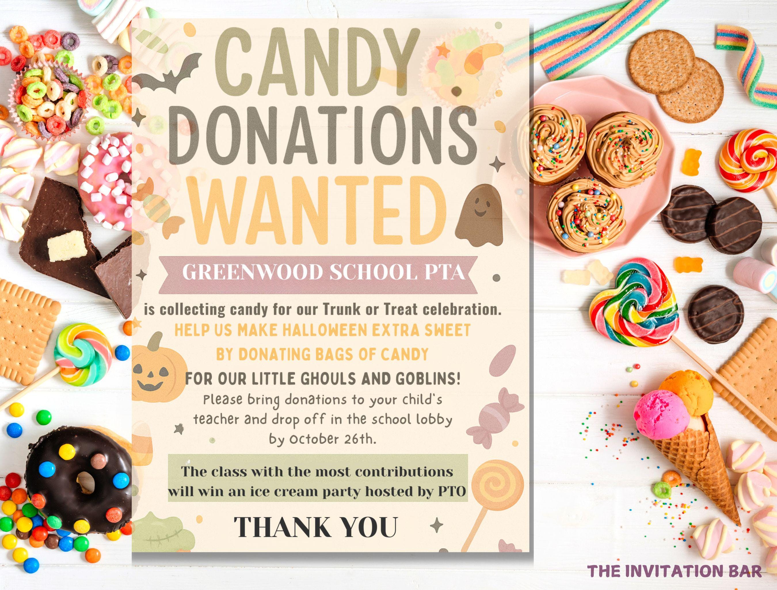 Halloween Candy Donation Flyer Template — Trunk or Treat School PTO ...