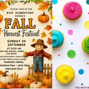 Editable Fall Festival Invitation Template: Harvest Party Flyer (8.5x11 ...