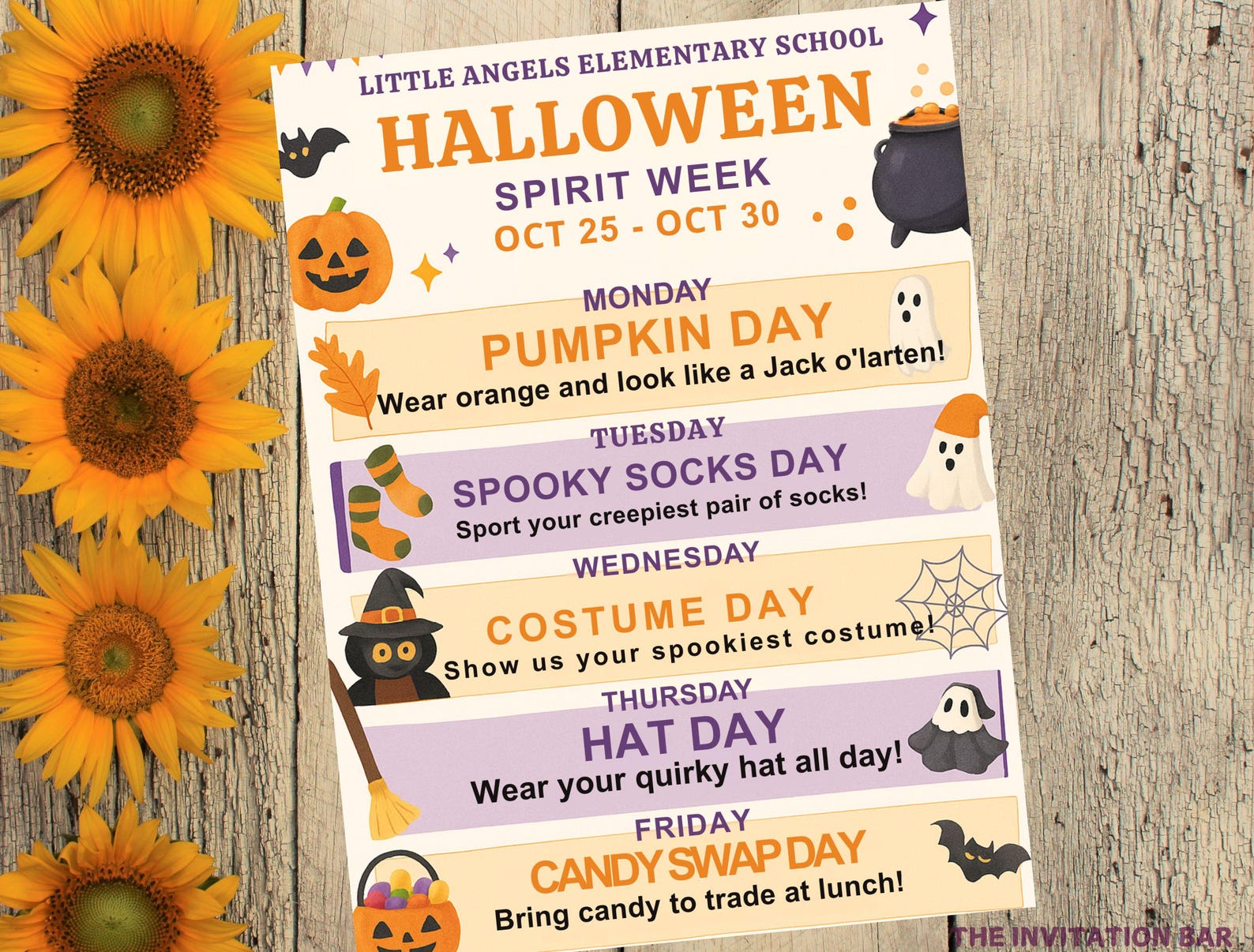 Editable Halloween Spirit Week Flyer: School Events Itinerary (canva ...