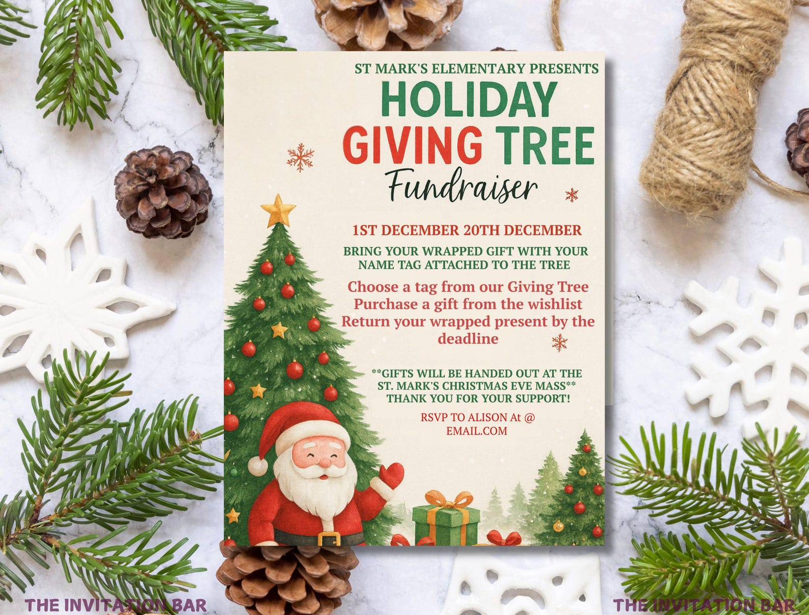 Christmas Giving Tree Flyer, Holiday Fundraiser (editable Template) - Etsy