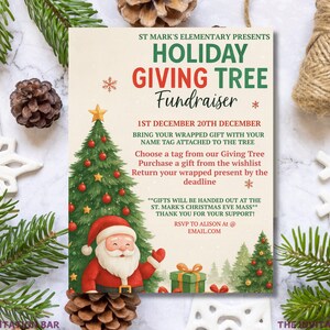 Christmas Giving Tree Flyer, Holiday Fundraiser (editable Template) - Etsy