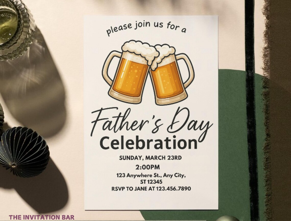 Father's Day Party Invitation Template: Editable Canva Flyer (5x7 ...