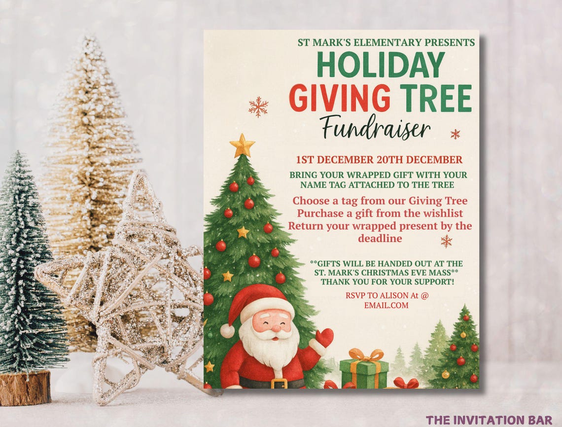Christmas Giving Tree Flyer, Holiday Fundraiser (editable Template) - Etsy