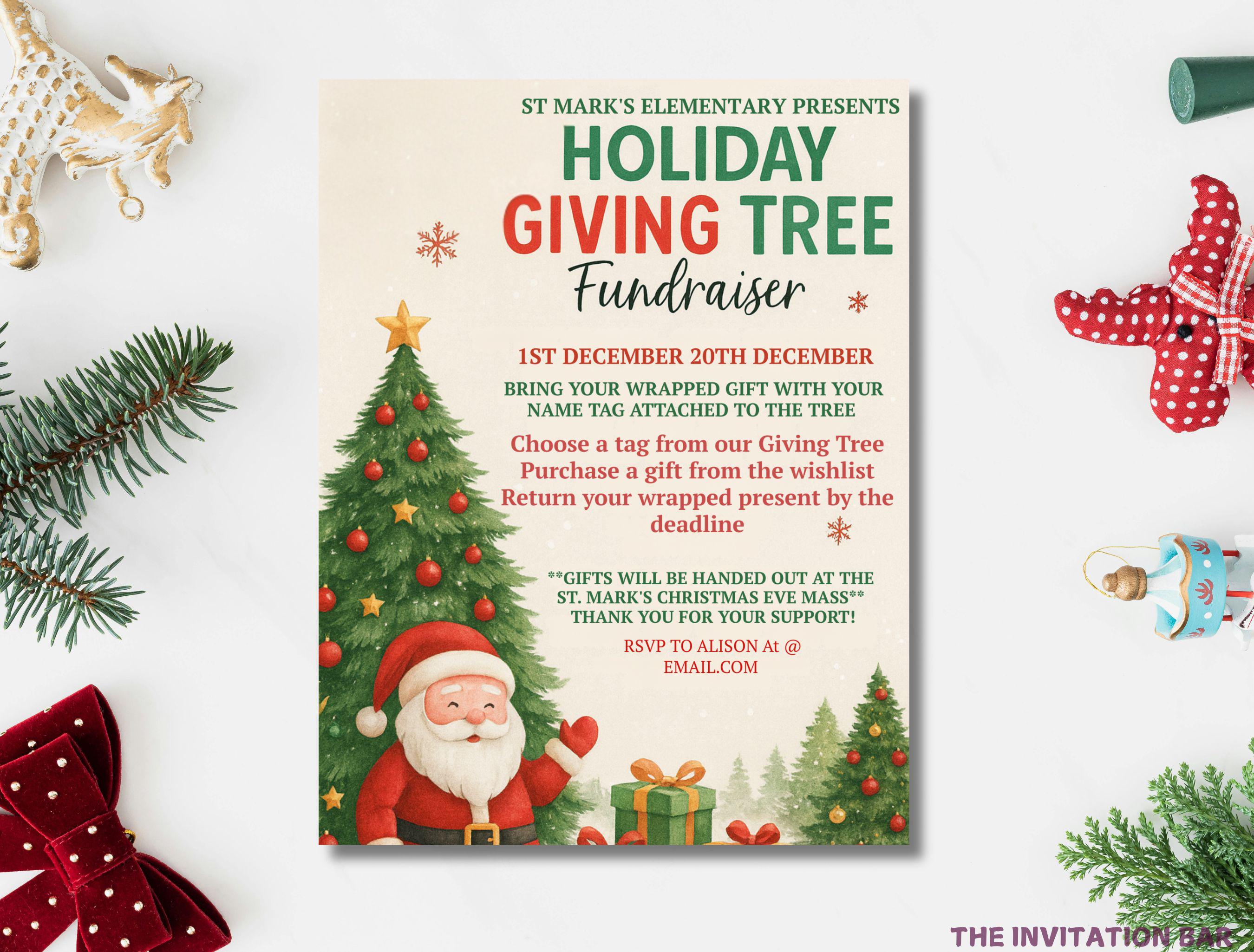 Christmas Giving Tree Flyer, Holiday Fundraiser (editable Template) - Etsy