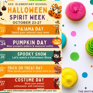 Editable Halloween Spirit Week Flyer: School Events Itinerary (canva ...