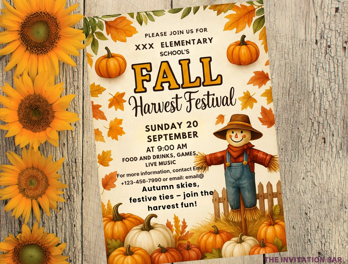 Editable Fall Festival Invitation Template: Harvest Party Flyer (8.5x11 ...