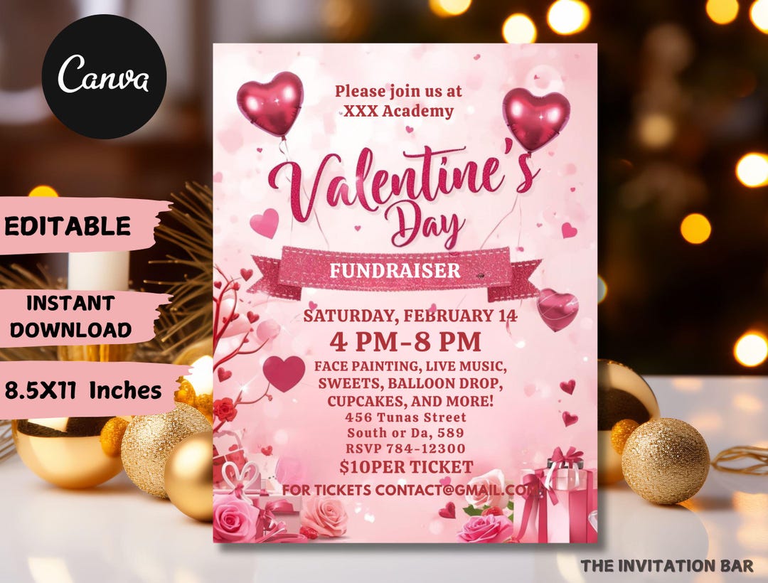 Valentine's Day Fundraiser Flyer- School Community Church Event ...