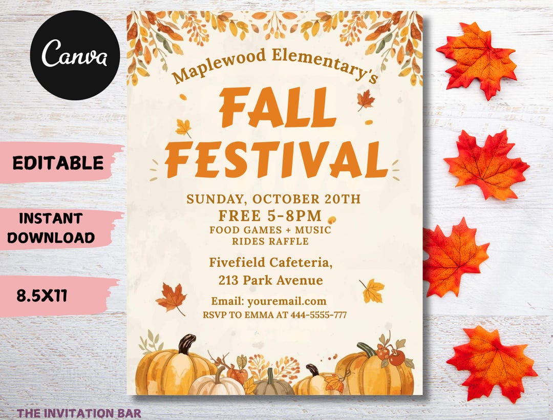 Editable Fall Festival Flyer Template, Printable Harvest Fest Invite - Etsy