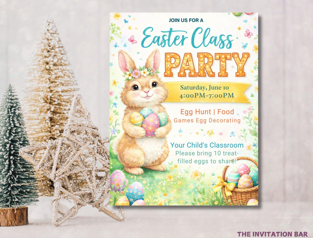 Editable Easter Class Party Invitation: DIY Printable ( 8.5x11) - Etsy UK