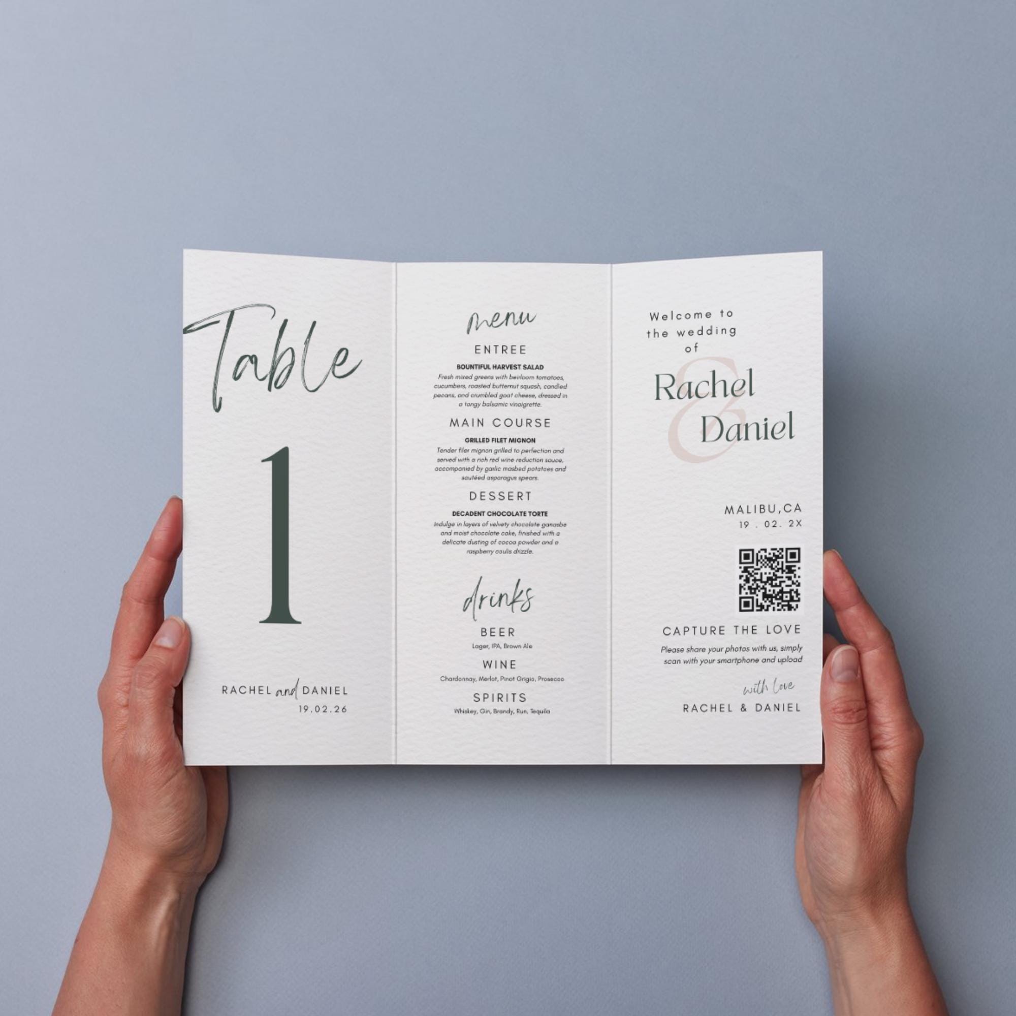 Minimalist Tri-fold Table Number Template, Printable Wedding Table ...