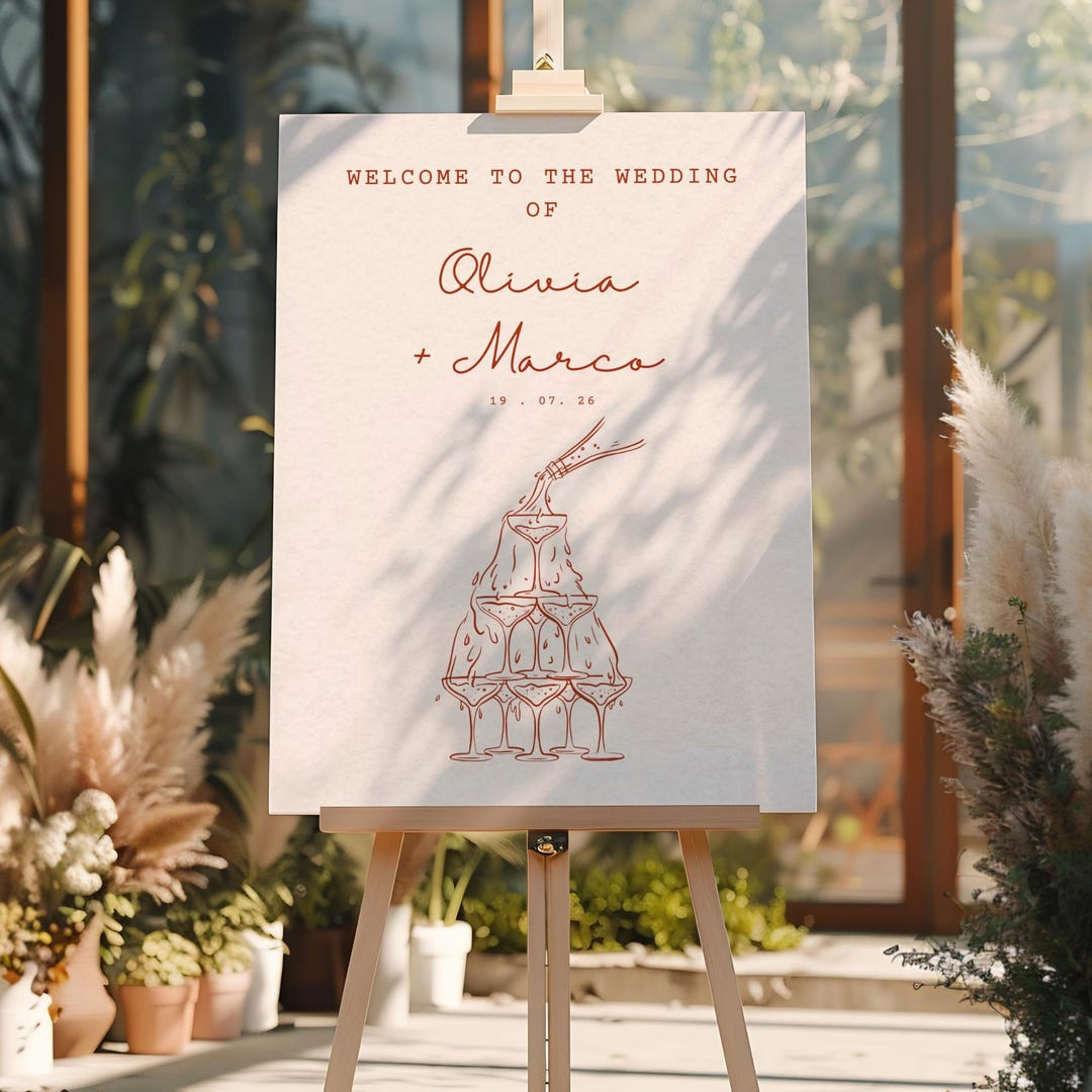 Hand Drawn Welcome Signtemplate, Whimsical Wedding Welcome Poster ...