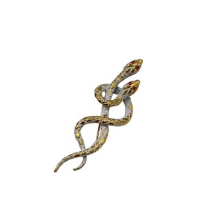 Vintage Signed ART Double Snakes Pin Brooch Arthur Pepper White Enamel ...