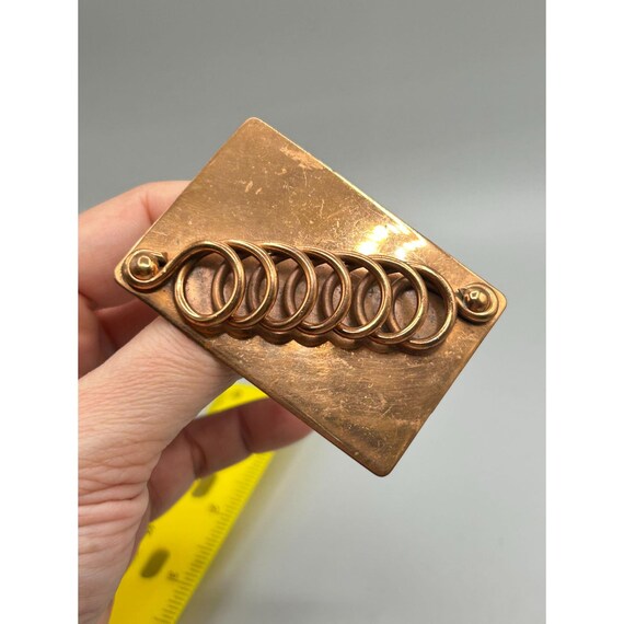 Vintage COPPER Brooch Modernist Design Unsigned Large… - Gem