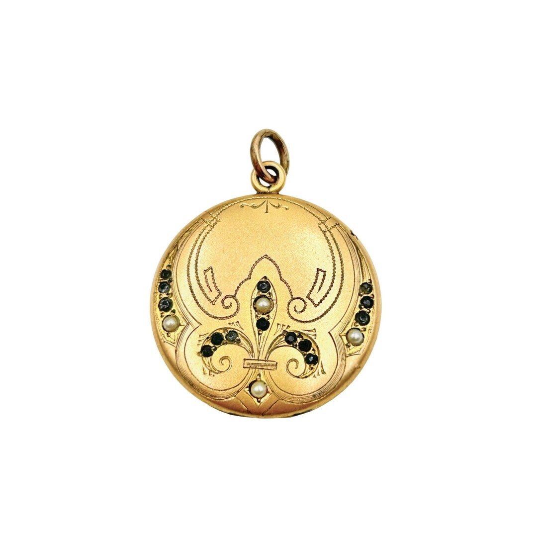 Antique W&H Co Locket Pendant Art Nouveau Old Round Locket Monogram on ...
