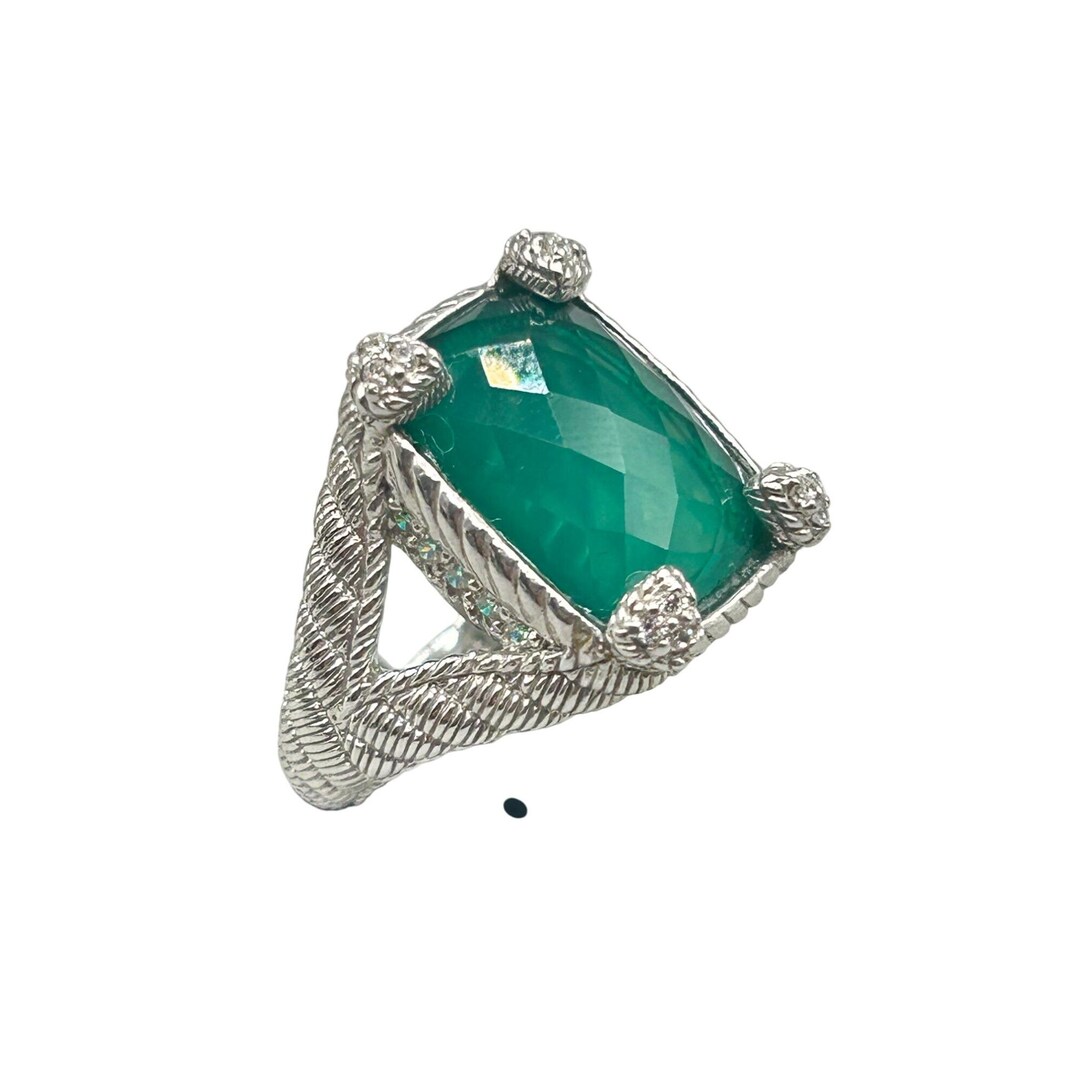 JUDITH RIPKA Ring Size 6 Green Goddess Ring Chalcedony Faceted Stone - Etsy