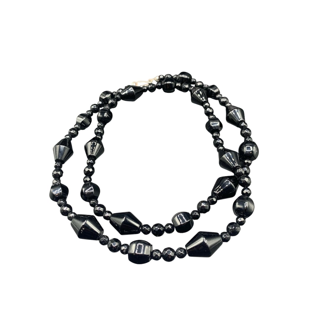 Black Onyx Necklace Jay King DTR Long Beaded Polished Stone Necklace - Etsy