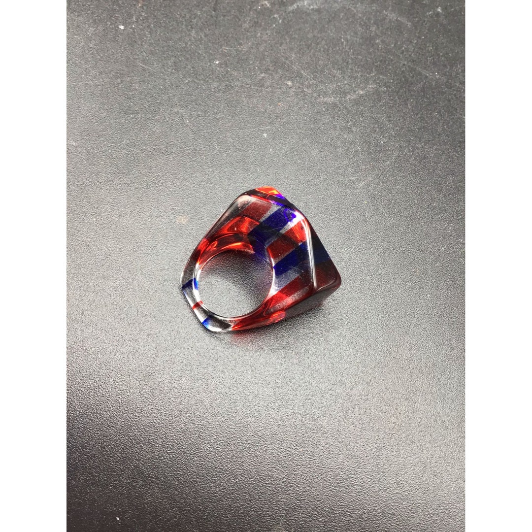 Vintage Plastic Red Blue Clear Ring Size 5.5 Small Multi Colored ...