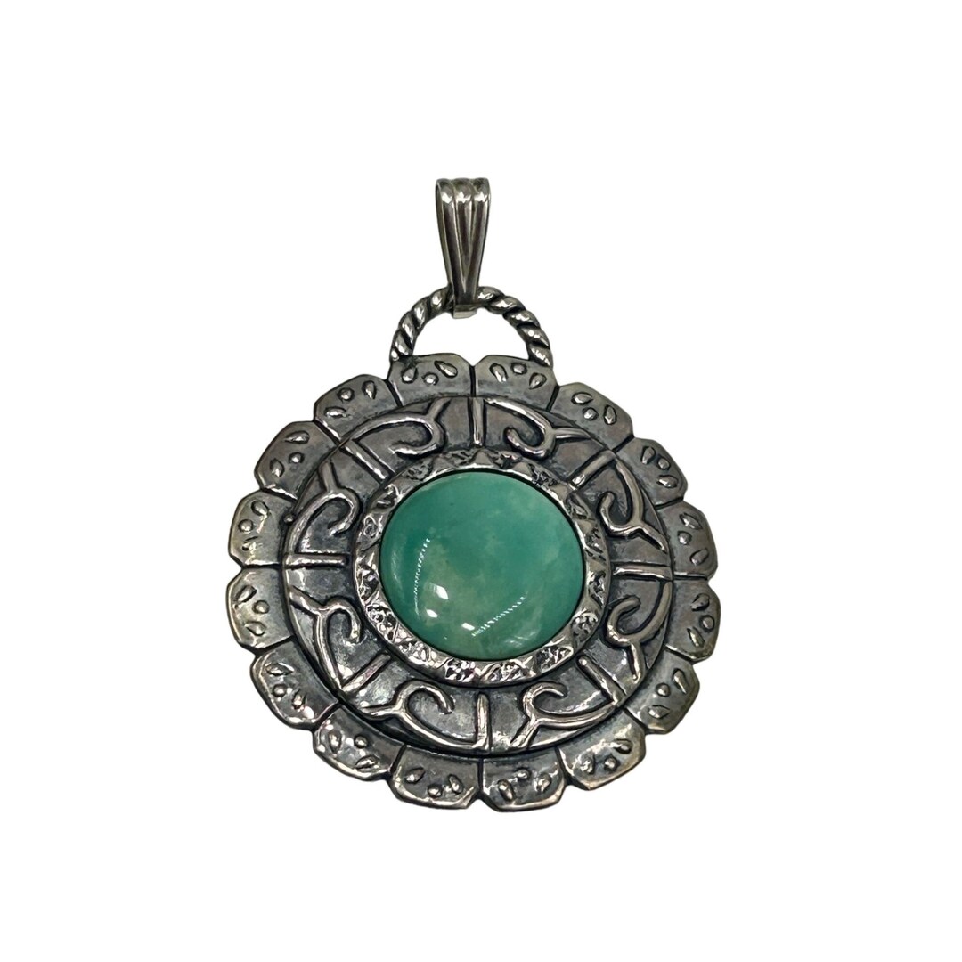 Carolyn Pollack Relios Sterling Silver Green Stone Pendant Southwestern ...