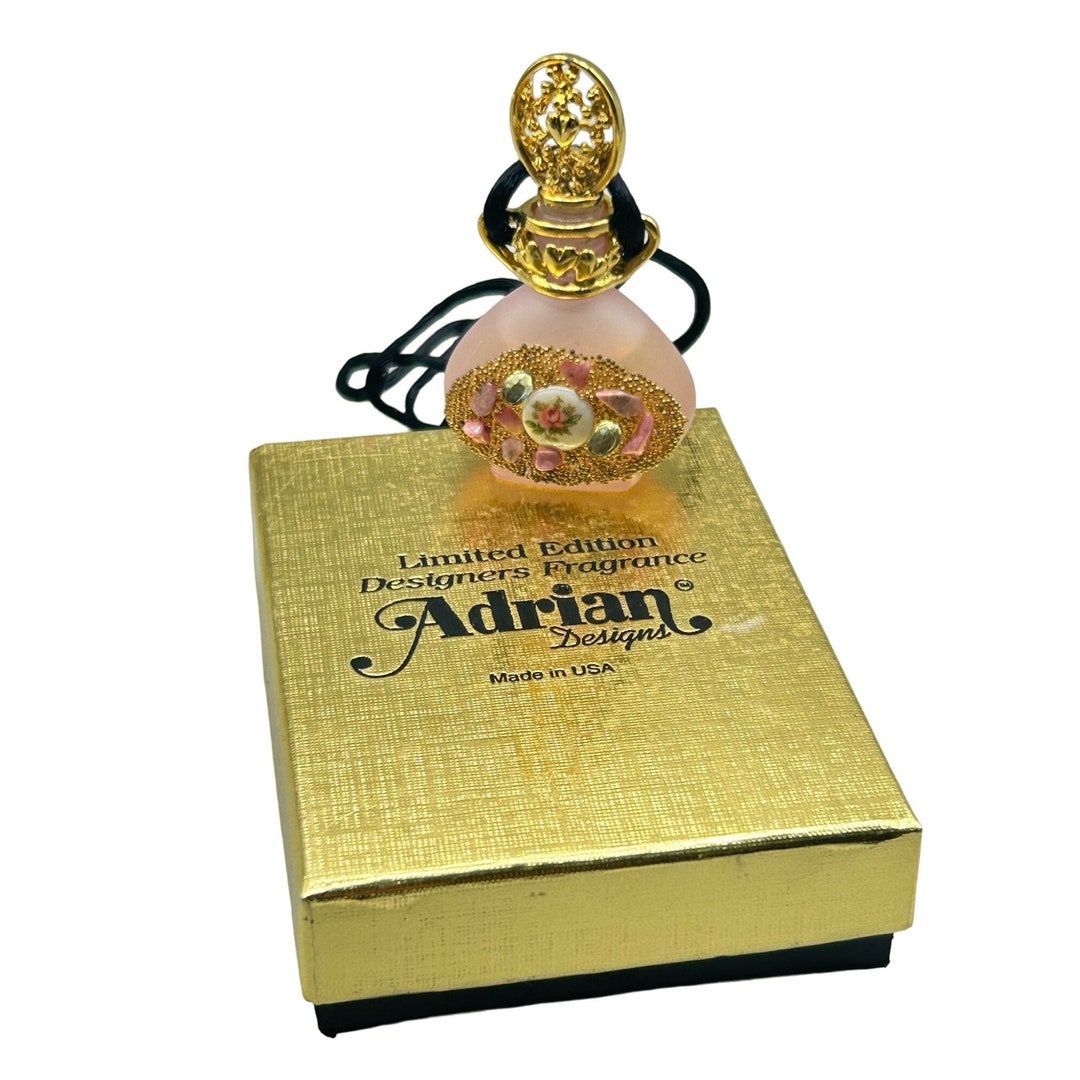 Vintage Adrian Fragrance Oil Mini Perfume Bottle Flowers Cabochon New ...