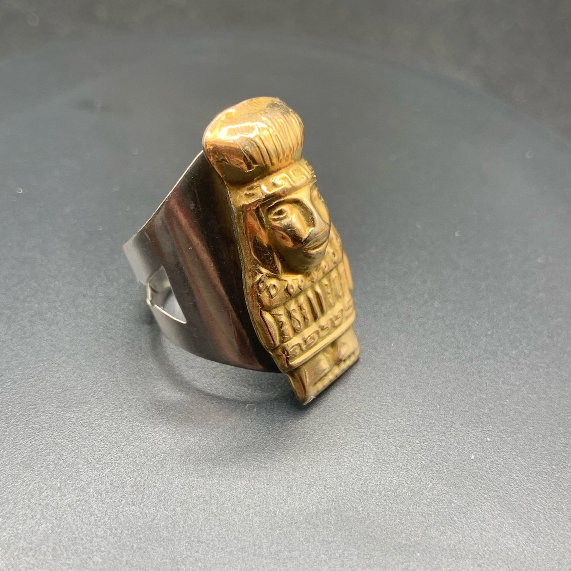 18K and 925 Sterling Silver Mayan Aztec Peruvian Ring | Etsy