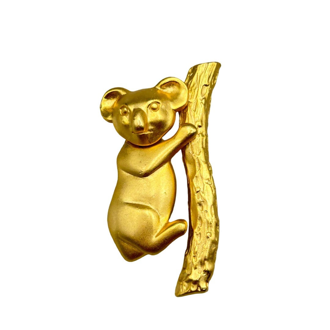 Vintage Signed M. Jent Articulated Cute Koala Brooch Matte Gold Tone - Etsy